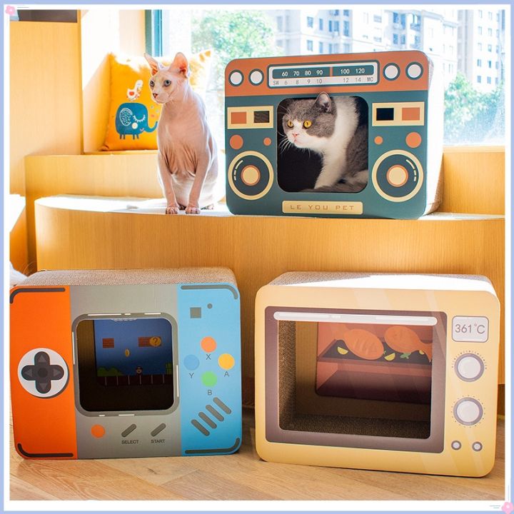 TV/Oven/Game Player/Radio Cat Scratcher Cardboard Lounge Bed Kitten ...