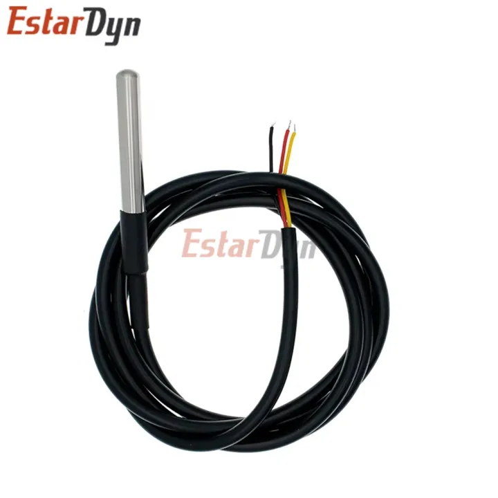 Waterproof DS18B20 Temperature Sensor, 100cm Cable Stainless Steel Probe Digital Module for ...
