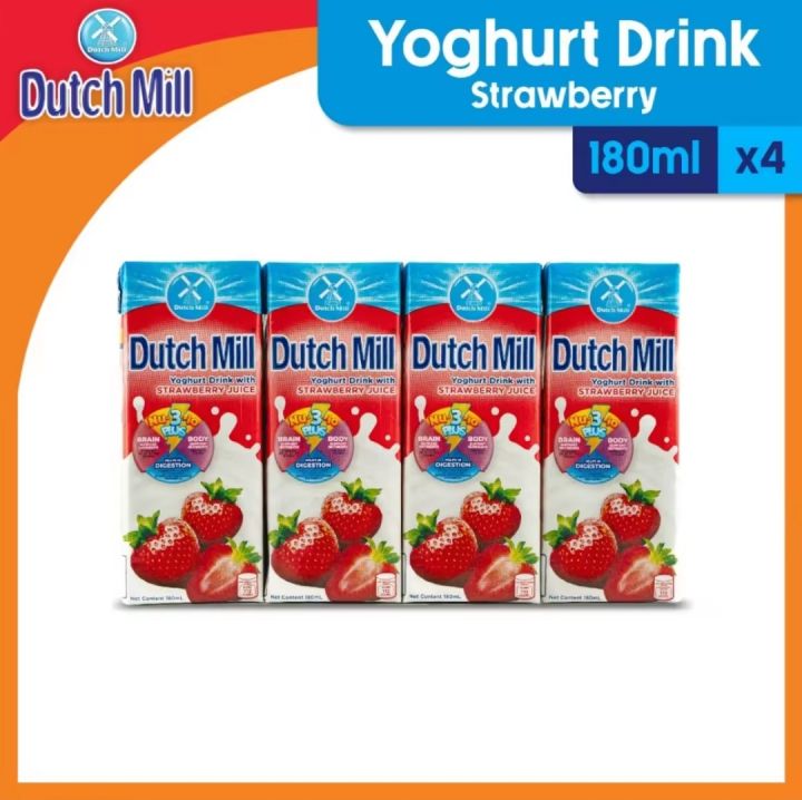 Dutch Mill UHT Yoghurt Drink Strawberry 180ml x (1pack is 4 brick) | Lazada PH