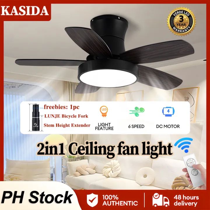 KASIDA ceiling fan with light with remote 3 colors lights ceiling fan ...