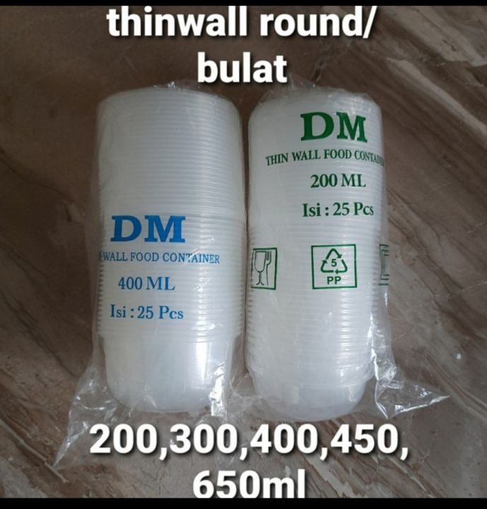 Thin Wall Food Container| round/bulat | 200 ; 300 ; 400 ; 450 ; 650 ML ...
