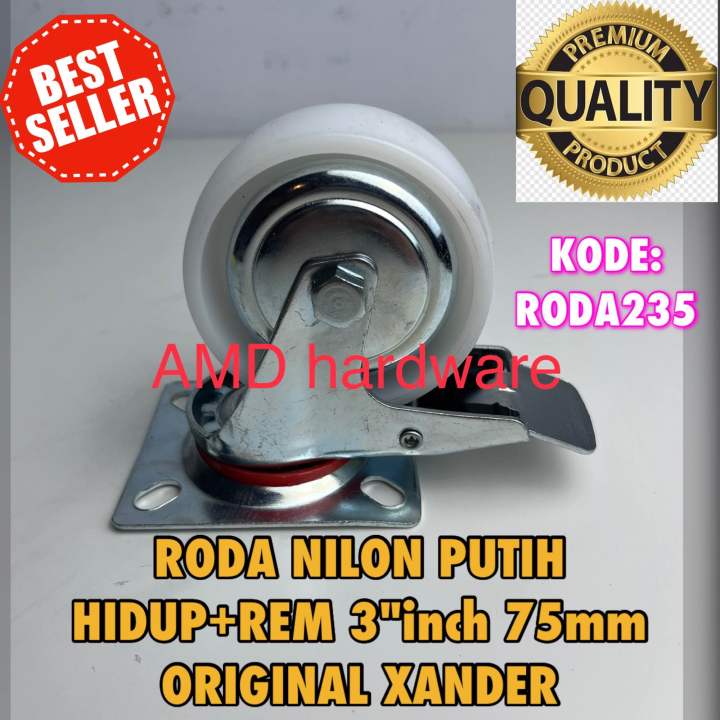 RODA NYLON REM HIDUP LORI PUTIH 3 inch ETALASE TROLI RAK BESI NILON ...