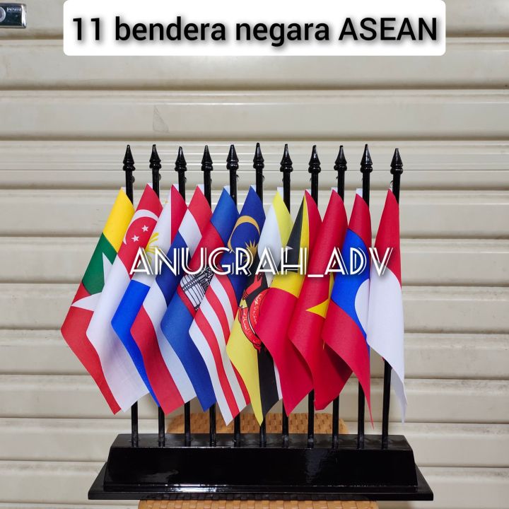 bendera meja negara grup ASEAN + tiang kayu 11 tiang | Lazada Indonesia