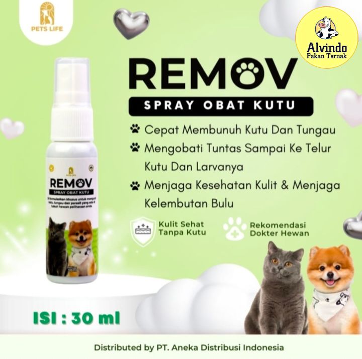 Obat Semprot Kutu REMOVE Spray obat kutu REMOV 30 ml kucing & anjing ...