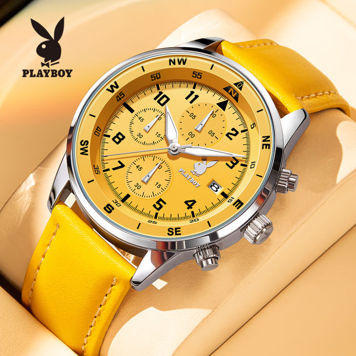 PALYBOY Men's Watch 2023 Latest Model Waterproof Luminous Leather Strap ...