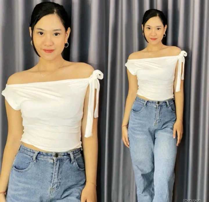 Becca One Shoulder Top Luna Twist Korean Look Viral | Lazada Indonesia