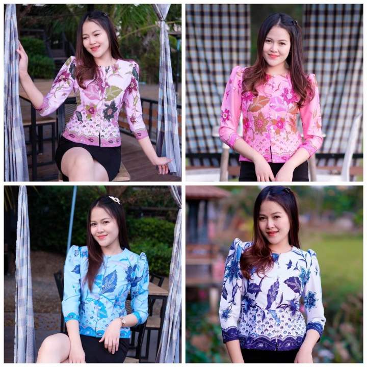 เสื้อปาเต๊ะ JAVA คอดลม ไทยเรือนต้นแขน 5 ส่วน อัดกาว สวยดูดี | Lazada.co.th