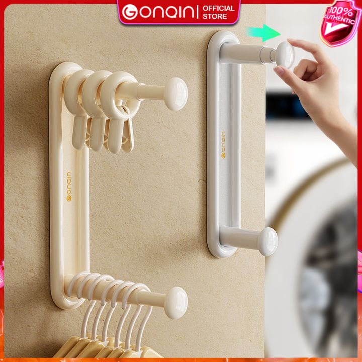 GONQIN Hanger Storage Rack Wall-mounted Retractable Storage Rack Double ...