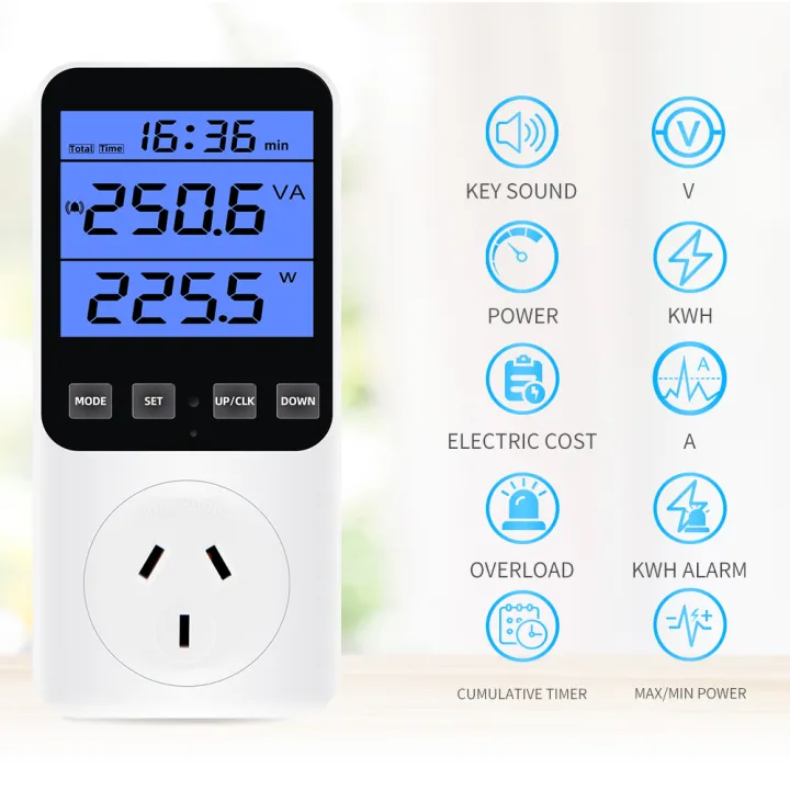 Digital Power Energy Meter 230V Wattmeter Socket Analyzer LCD AC ...