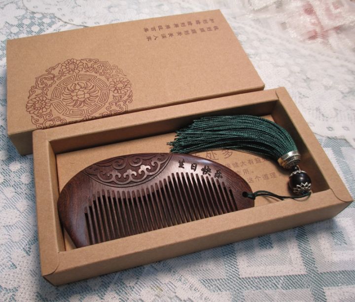 Natural Black Golden Sandalwood Wooden Comb Anti-Static Gift for ...