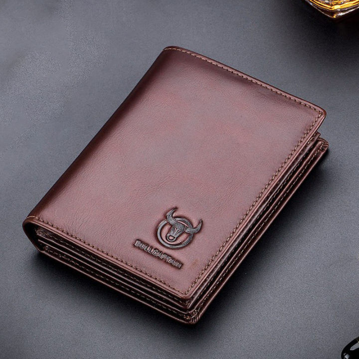 Bull Captain Men's Short Vertical Wallet Genuine Leather Multi-Card ...