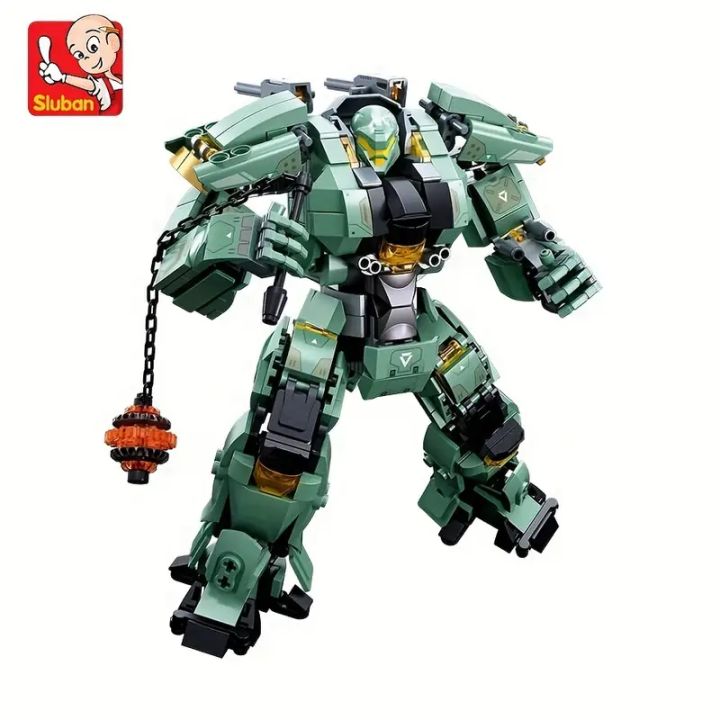 Sluban 542pcs Green Warrior Robot With Chain Hammer Building Blocks ...