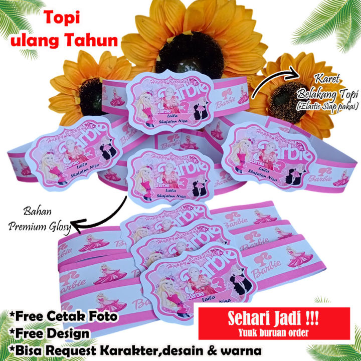 Topi ultah karakter isi 85 pcs+ desain foto anak( bahan premium glosy ...