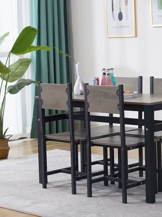 BANYAN Dining Table with 4 Chairs Set for Home Restaurant 4 Seater ...