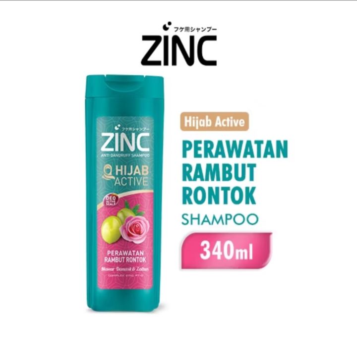 Zinc Shampo Anti Dandruff Hijab Active Perawatan Rambut Rontok 340ml ...