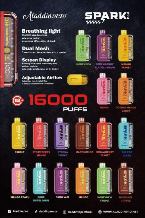 Aladdin Pro Spark 16000 Puffs Disposable Pod | Lazada