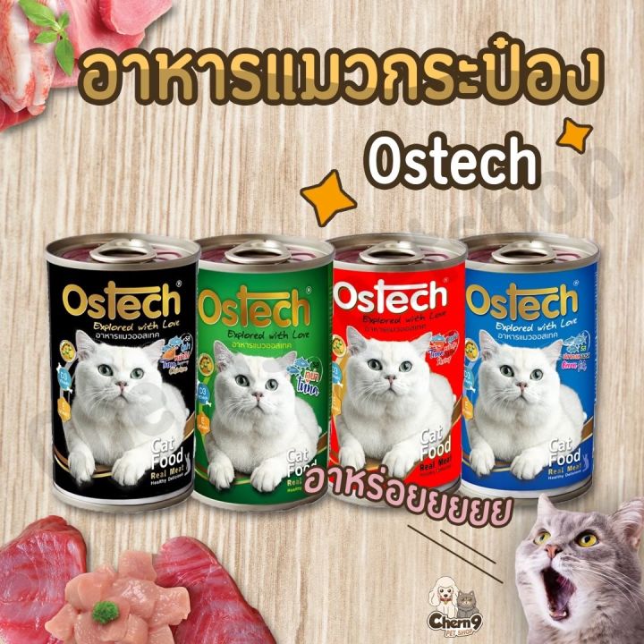 Ostech อาหารเปียกแมวแบบกระป๋อง 400กรัม (ออริจินอล) | Lazada.co.th