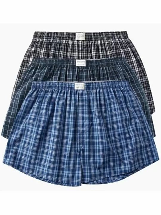 GIORDANO Men Boxers 3-Pack Contrast Color 100% Cotton Boxers Elastic ...