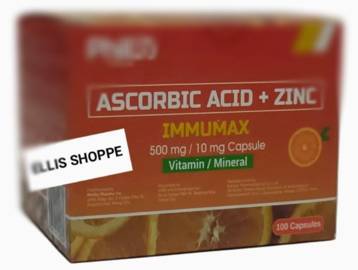 IMMUMAX 500mg/10mg Ascorbic Acid + Zinc (Non-Acidic Form Vitamin C) 100 ...