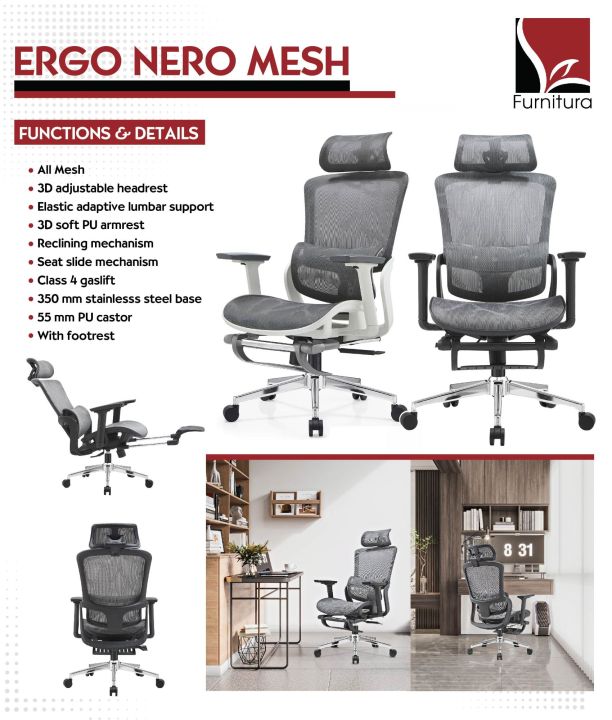 Furnitua Ergo Nero Mesh | Lazada PH