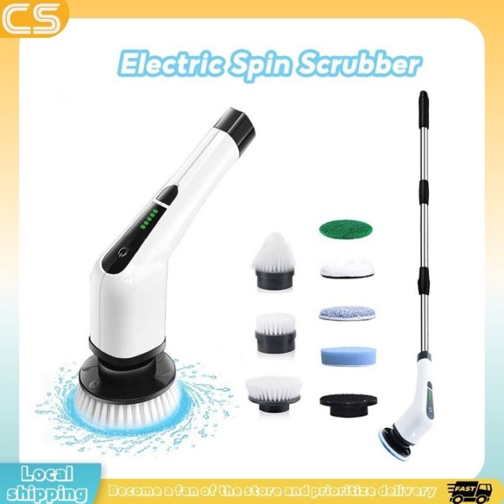 Rechargeable Electric Spin Hurricane Scrubber 7 In 1 Cleaning Brush Tub ...