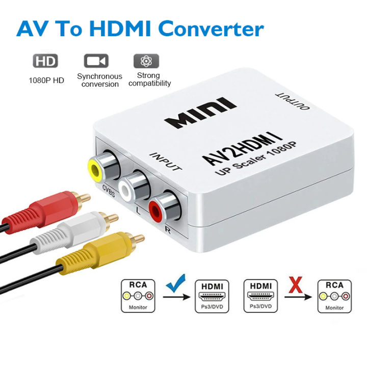 1080 HD AV To HDMI Video Converter RCA to HDMI 1080P AV2HDMI Adapter ...