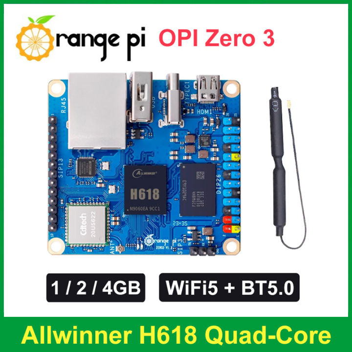 Orange Pi Zero 3 4GB 2GB 1GB RAM DDR4 Allwinner H618 WiFi5 BT5.0 Single Board Mini Computer ...