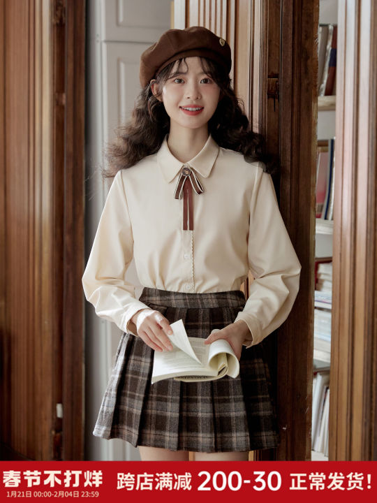 กระโปรงสั้นทรงเอเอวสูงลายสก็อตสไตล์นักศึกษาหวานๆ ฤดูใบไม้ร่วง/ฤดูหนาว กระโปรงสั้นทรงเอลายสก็อต ...