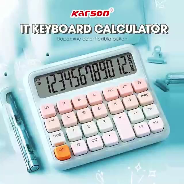 (CUTE CALCULATOR) KARSON Calculator Solar Power Supply 12 Digit ...