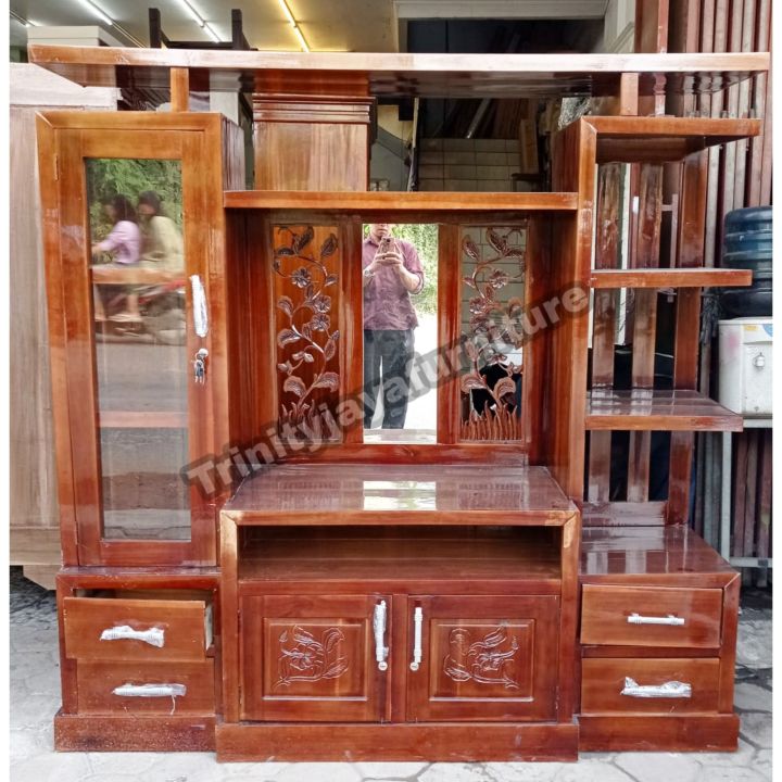 Bufet Partisi Tv Sekat Ruangan Kayu Jati /trinityjayafurniture | Lazada ...