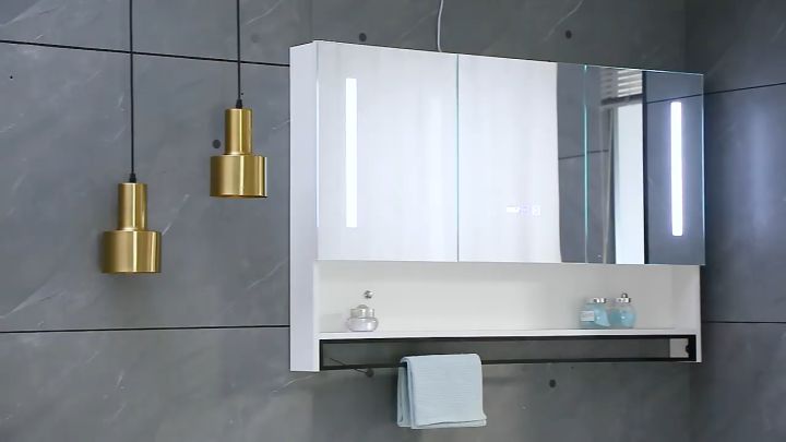 Runzeu Intelligent Bathroom Mirror Cabinet Wall Mounted Anti Fog ...