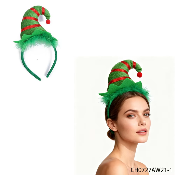 PESENAR Christmas Elf Headband Xmas Elf Hat Hair Bands Women Elf ...