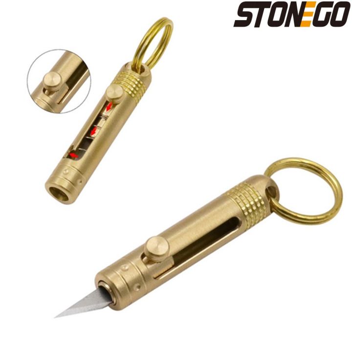 Stonego มีดทองเหลืองขนาดเล็กแบบพกพามีลายสลักเกลียวสำหรับงานกลางแจ้ง ...