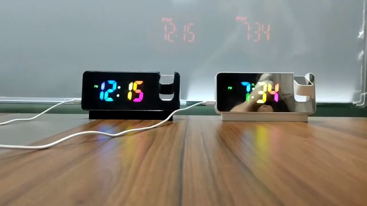 LED Digital Projection Alarm Clock for bedroom Table Electronic Desktop ...