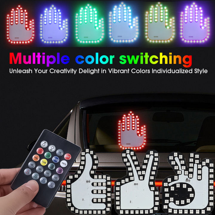Universal RGB LED Illuminated Gesture Light Funny Car Rear Window ...