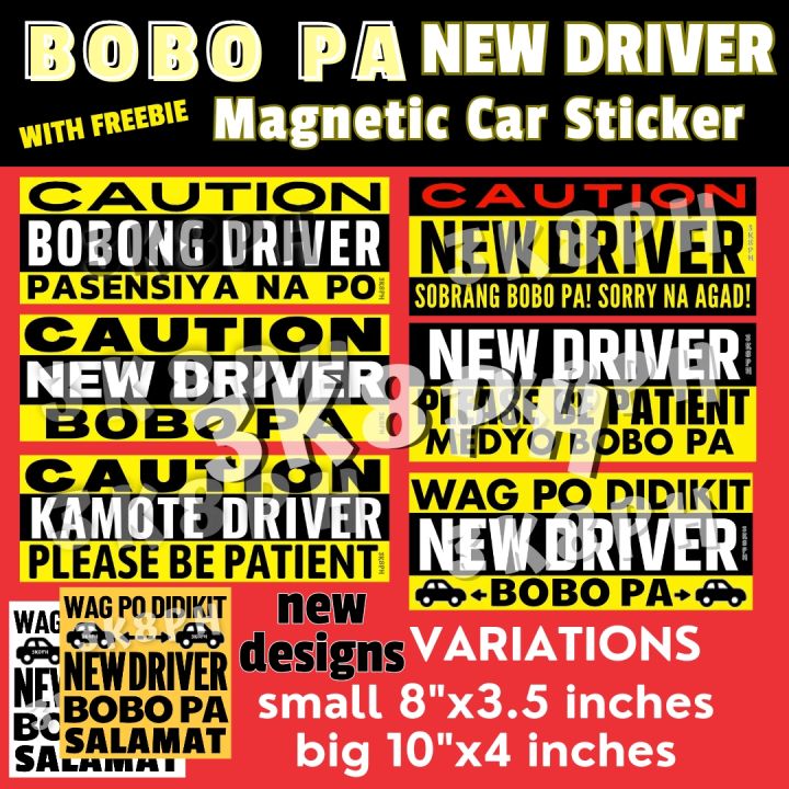 CAUTION NEW DRIVER BOBO PA KAMOTE DRIVER Magnetic Car Stickers | Lazada PH