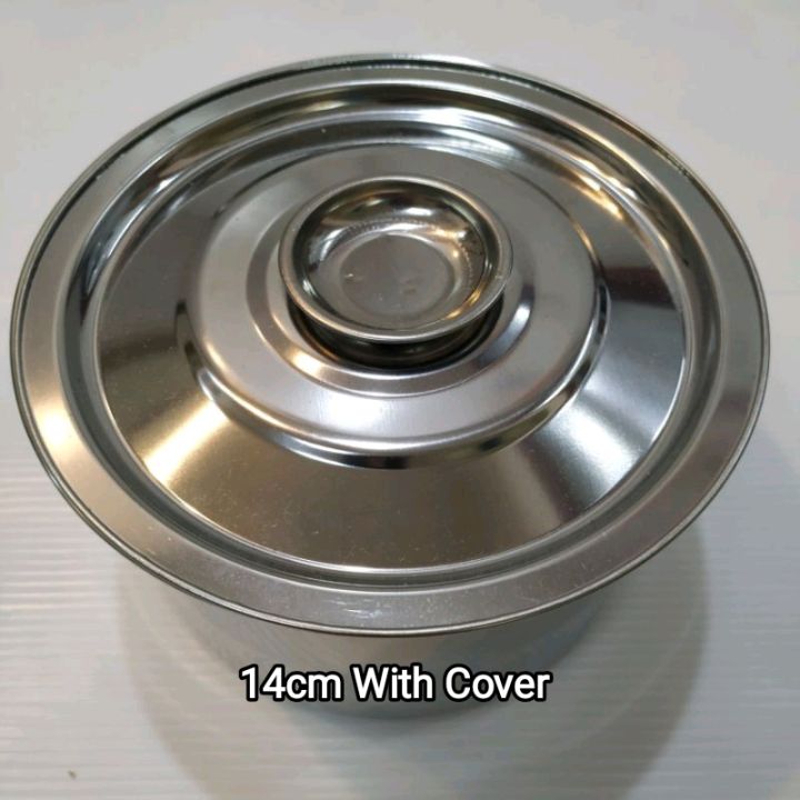 16cm / 14cm stainless steel Round Bowl with cover for oil soup food ...