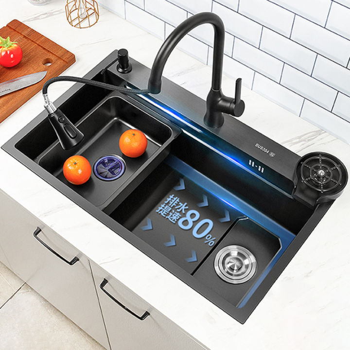 【Stock In SG】304 Stainless Steel Kitchen Sink Household Nano Pool Sink ...