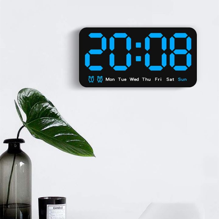 Voice Control Large Digital Wall Clock Temperature Date Week Dst Snooze