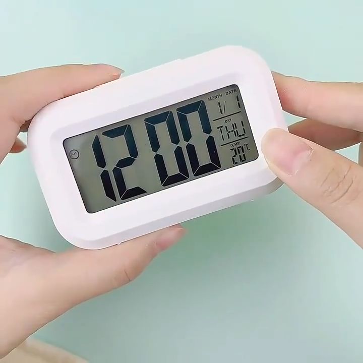 Smart LCD Digital Alarm Clock Digital Temperature Snooze Alarm Mute LED Backlight Clock Screen ...