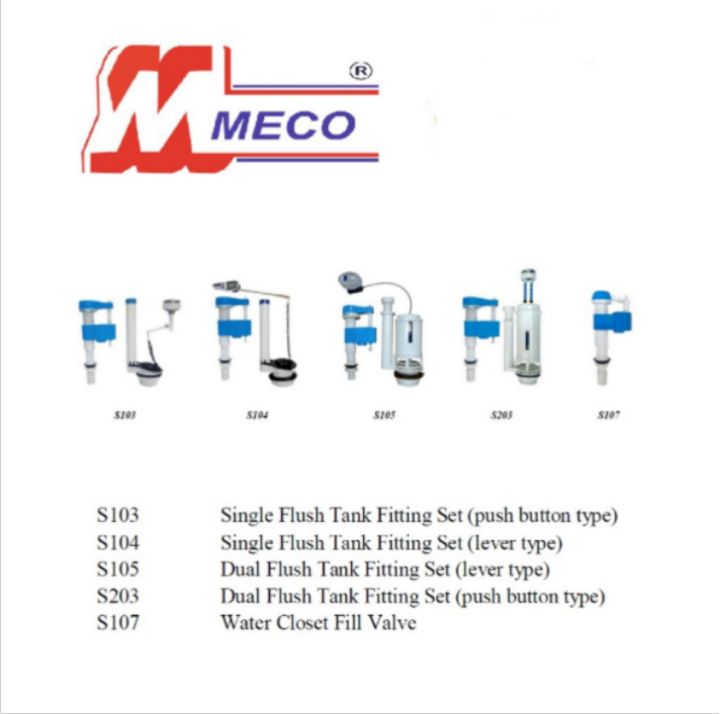 MECO SINGLE | DUAL FLUSH TANK FITTINGS SET UNIVERSAL ADJUSTABLE TIOLET ...
