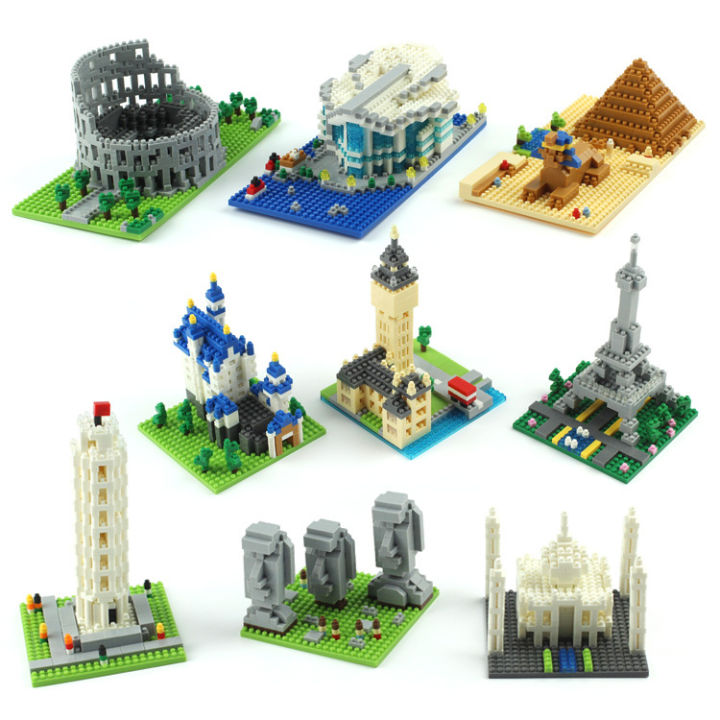 World famous diamond building blocks LBOYU, Eiffel Tower, Merlion, Taj ...