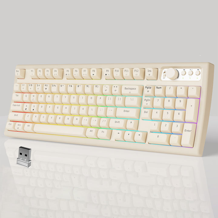 EWEADN V97 Cute Creamy Keyboard, Bluetooth/2.4GHz Gaming Keyboard ...