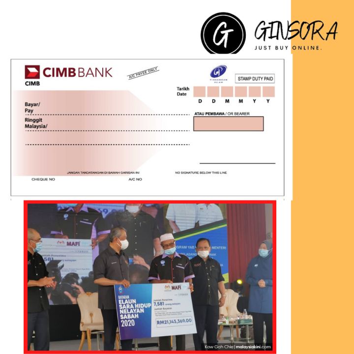 Mockup Cheque Cek Hantaran 18inch X 36inch | Lazada