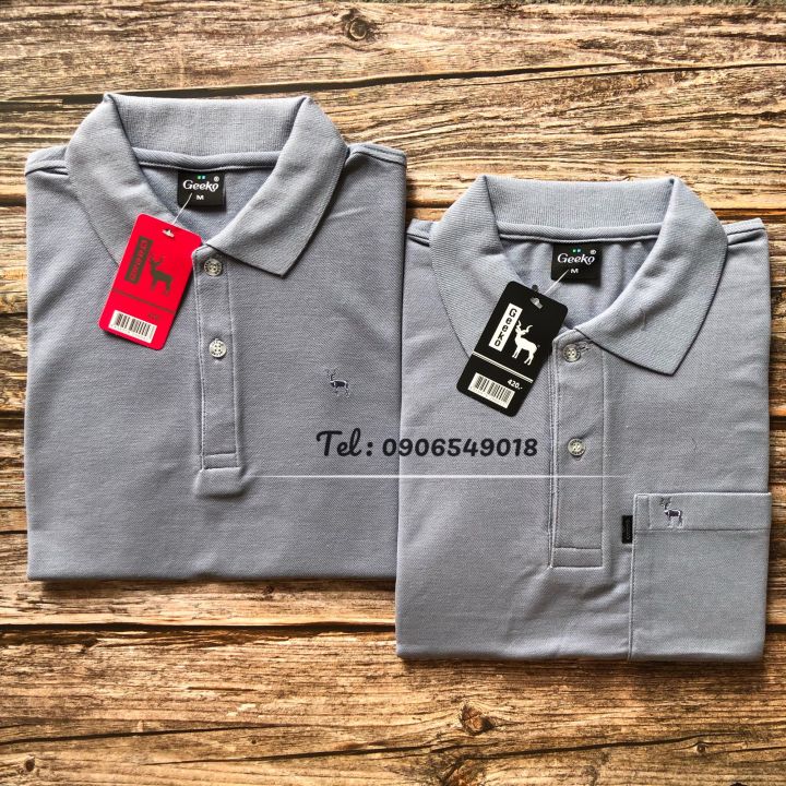 เสื้อโปโลสีเทาอากาศ No.51 สินค้าพร้อมส่ง ผู้ชาย-ผู้หญิง ยี่ห้อ GEEKOตรากวาง งานแบรนด์แท้ ผ้านิ่ม ...