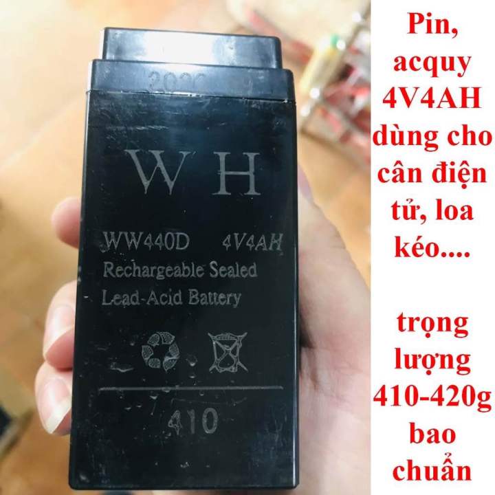 Ắc quy 4V 4AH cân nặng 410-420g. pin cân điện tử, ắc quy cân điện tử ...