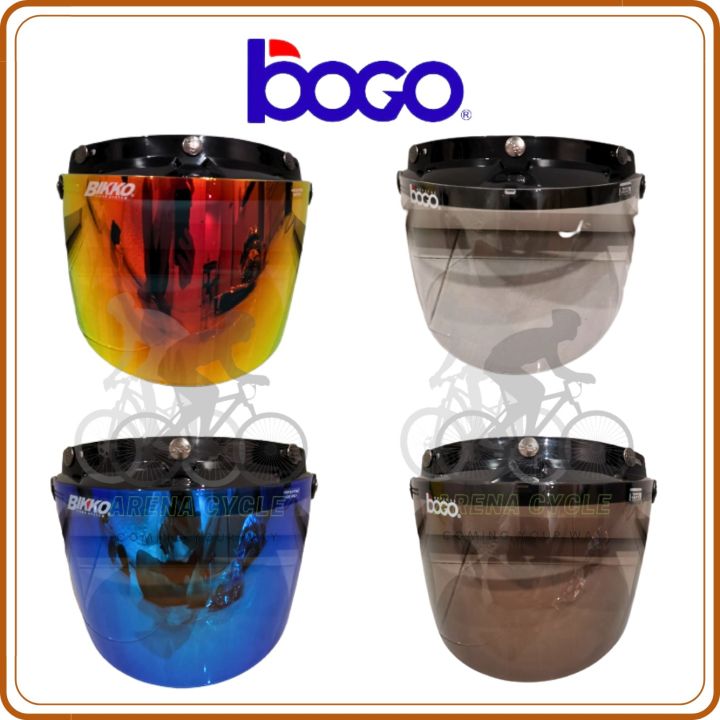 BOGO Visor Helmet 3 Button MHR,MS88,SGV,MAGNUM/Topi Motor Cermin | Lazada