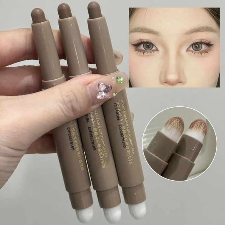 3 Colors Double-ended Contouring Shadow Pen with Brush Natural 3D Nose ... 3 Colors Double-ended Contouring Shadow Pen with Brush Natural 3D Nose ...