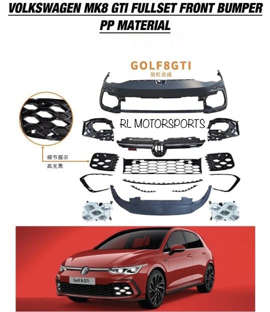 Volkswagen Golf MK8 2022 2023 GTI front bumper grill grille cover led ...