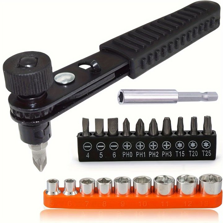 Right Angle Close Quarters Ratcheting Reversible Screwdriver Set with ...